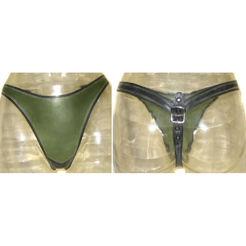 Damen Latex String mit Zwickel & Schrittriemen
